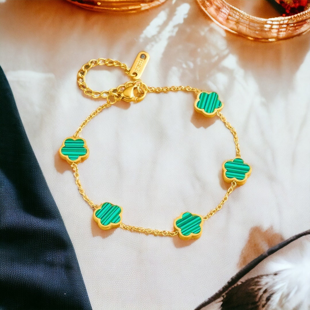 Four Leaf Clover Collection: 18k Gold-plated Necklace, Ear Cuffs, and ...