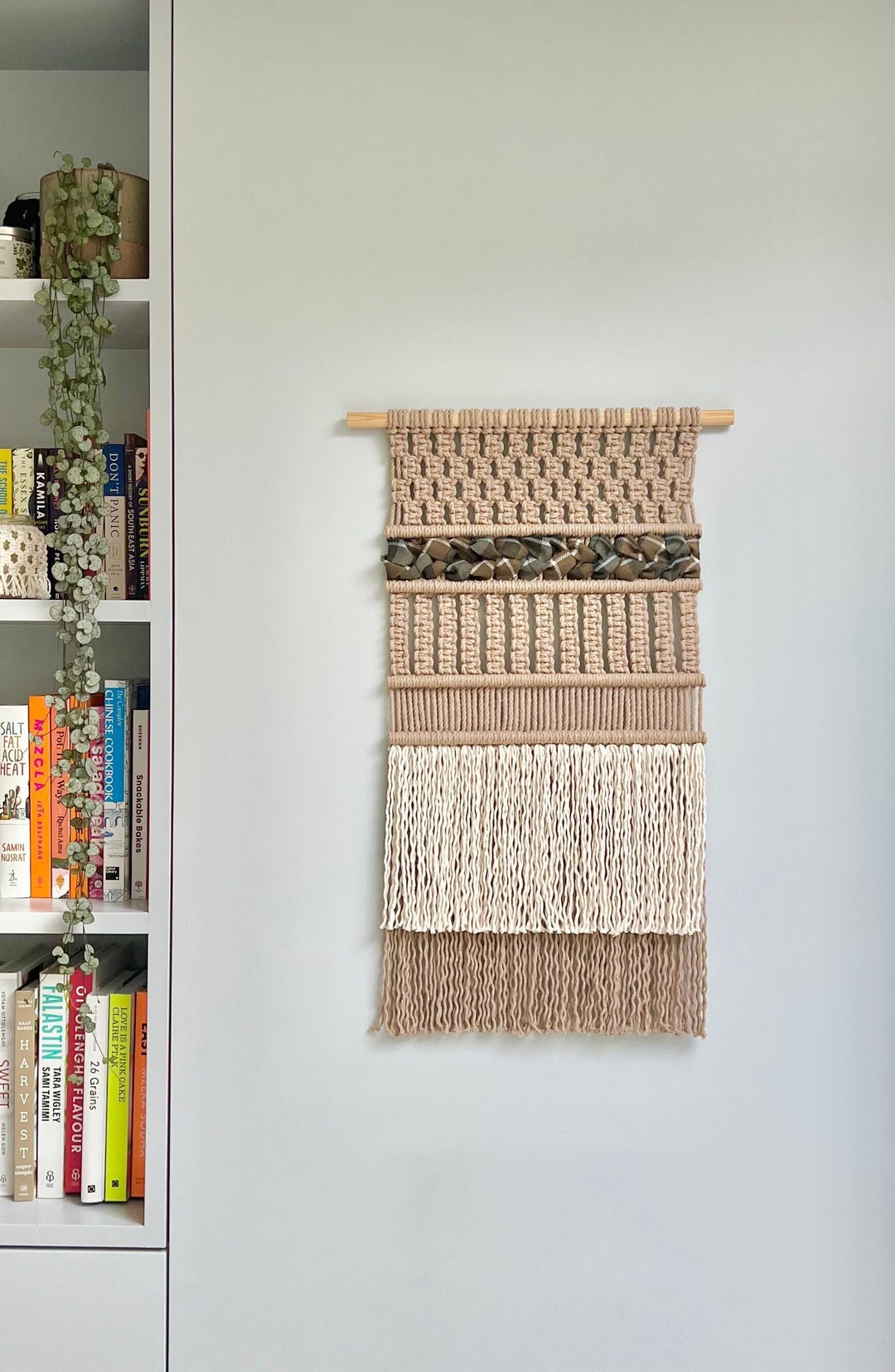 MACRAMÉ WALL HANGING - 'ailsa', Recycled Cotton Rope, Tartan Fabric ...