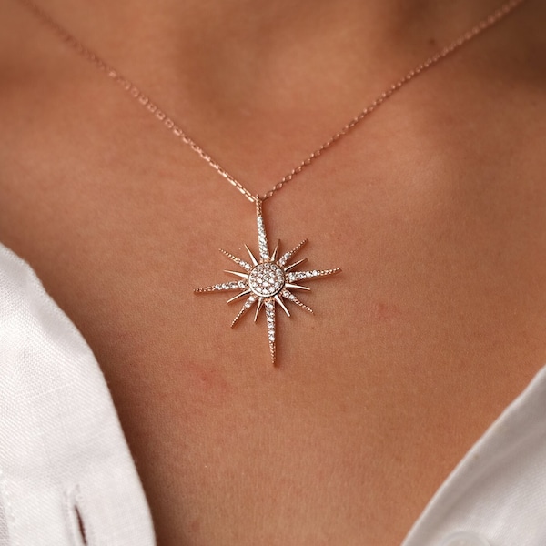 Large Sterling North Star Pendant - Etsy