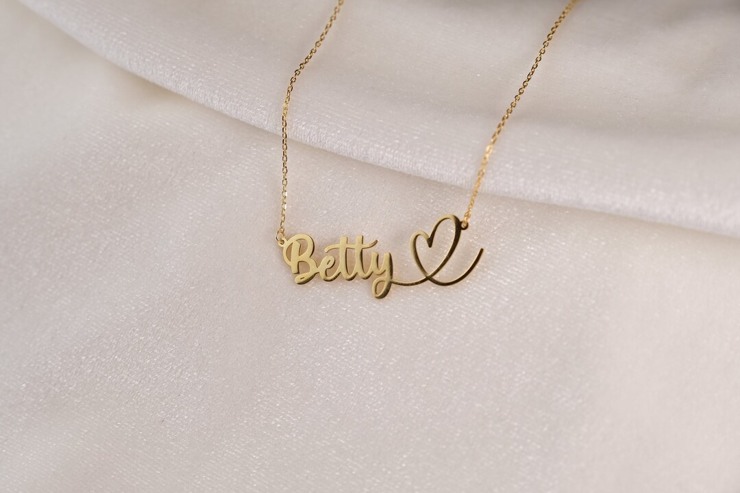 Cursive Heart Necklace, 925 Sterling Silver Personalized Name Necklace ...