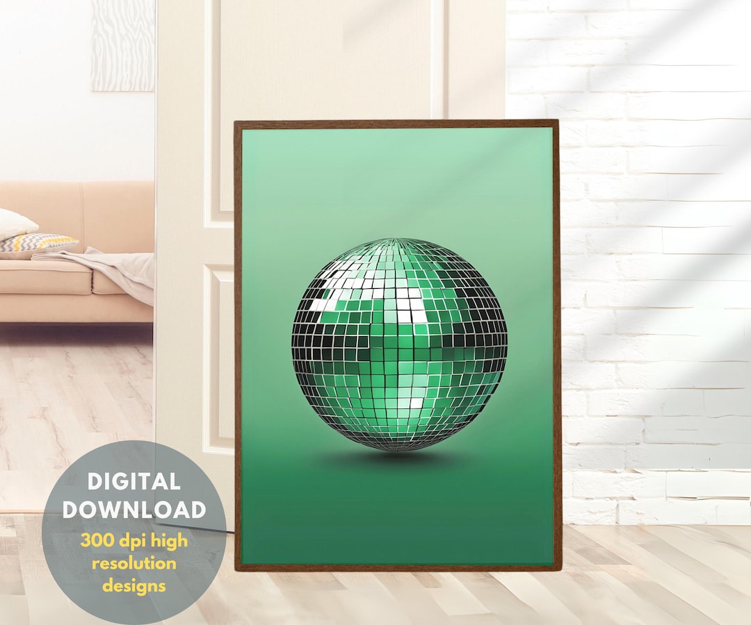 Sage Green Disco Ball Printable Wall Art | Disco Ball Wall Art | Sage ...