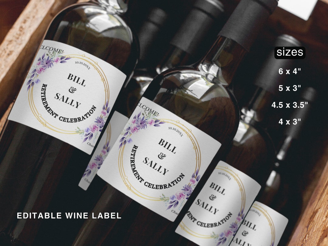 Editable Wine Label for Events coral Custom Wine - Etsy