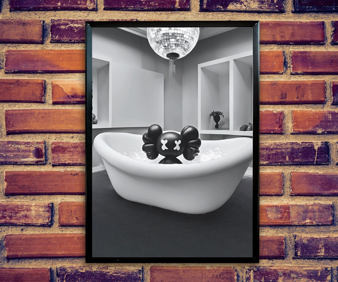 Cute Kaws in Tub Printable Wall Art | Kaws in Bathtub With Disco Ball ...