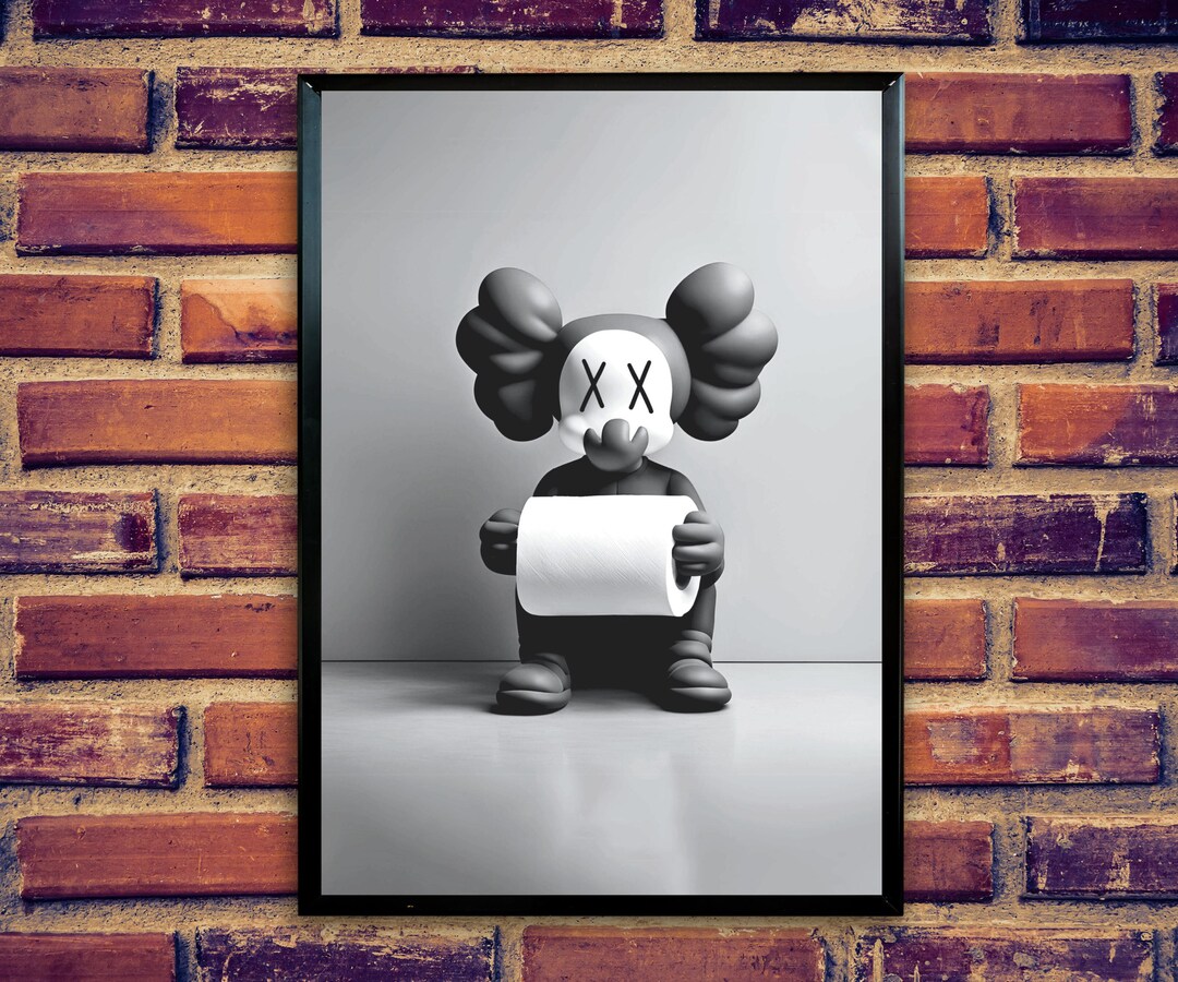 Black and White Kaws Holding Toilet Paper Printable Wall Art kaws Wall ...