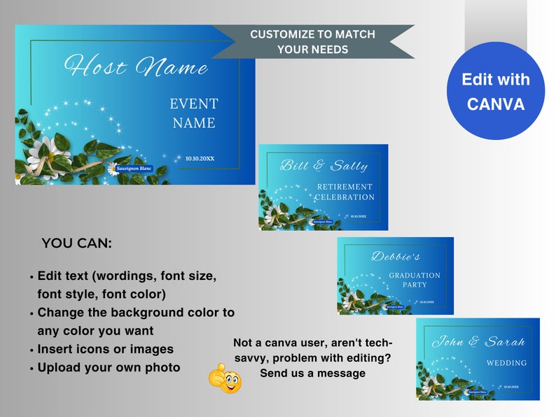 Editable Wine Label for Events luciole Graduation Wedding Wine Label ...