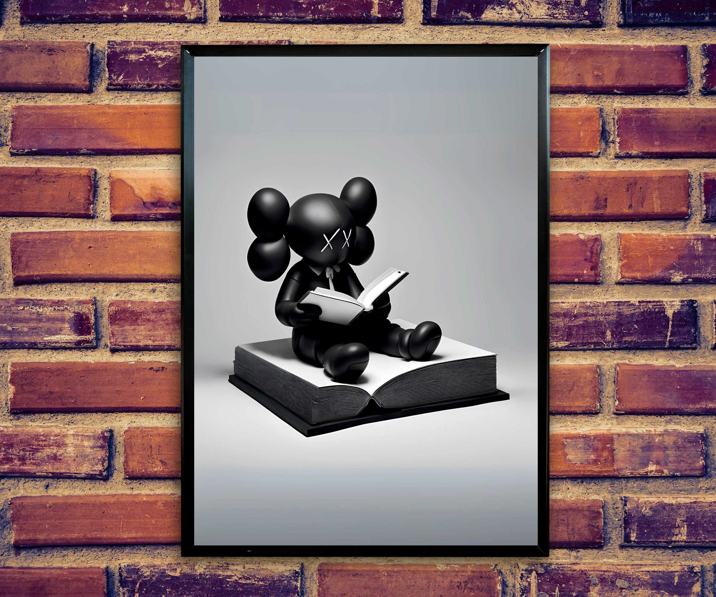 Black Kaws Reading a Book Printable Wall Art Kaws Hypebeast Poster Kaws ...