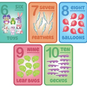 Bluey Educational Flashcards Bundle counting Numbers 1-10, Alphabet A-Z ...