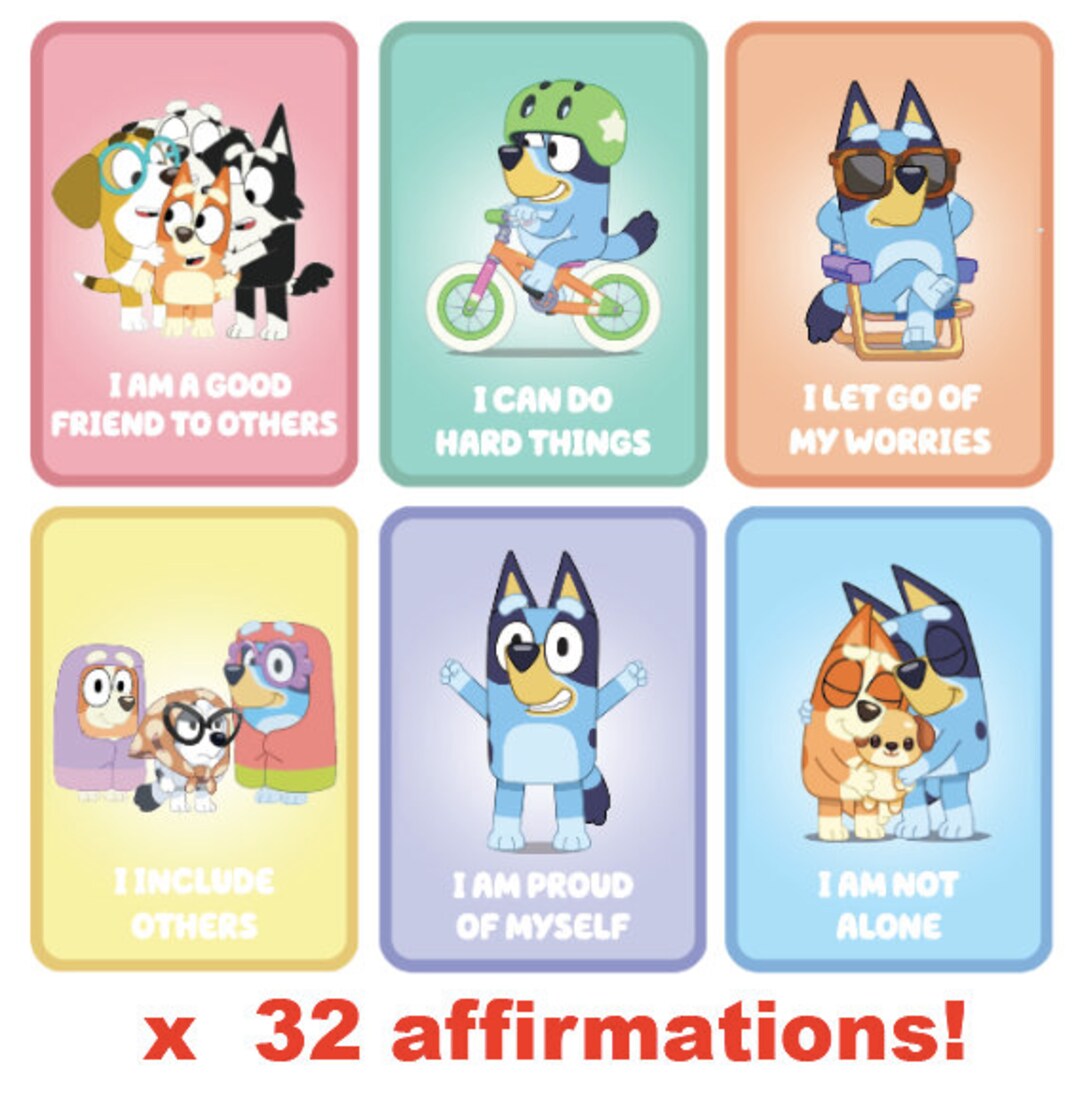 Buy Bluey Affirmation Flashcards Instant Download Online in India - Etsy