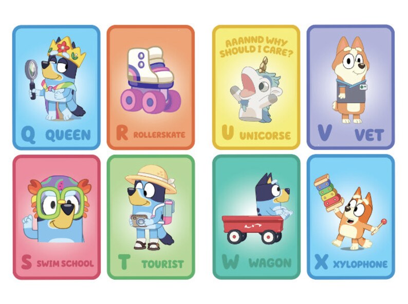 Bluey Alphabet Flashcards Instant Download - Etsy Australia