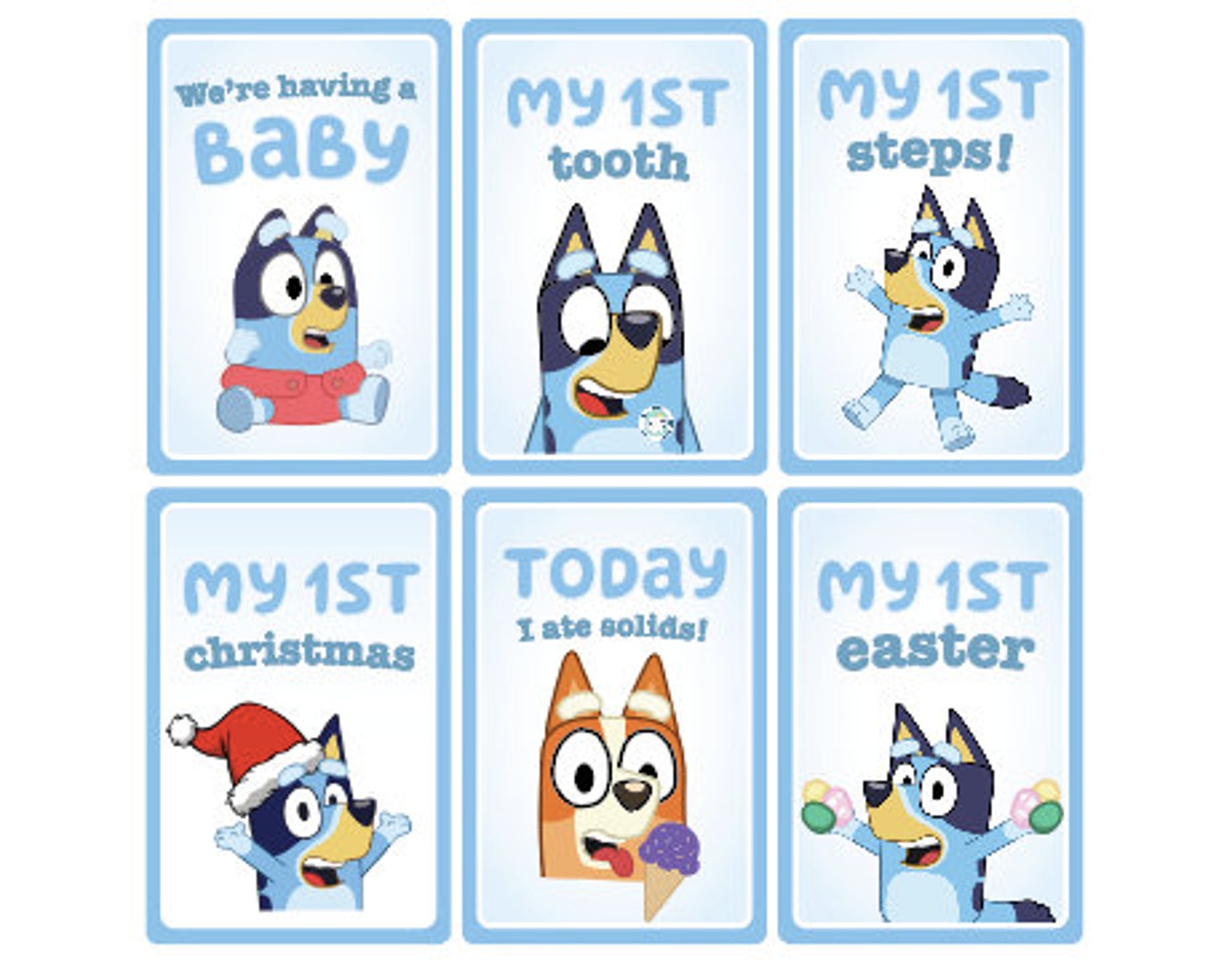 Bluey Baby Milestone Cards | Instant Download - Etsy