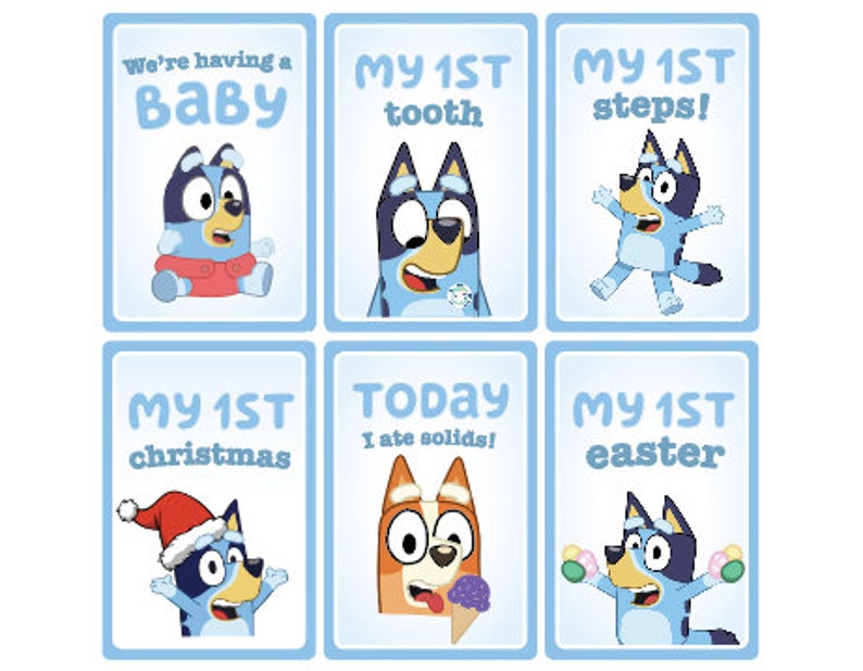 Bluey Baby Milestone Cards | Instant Download - Etsy