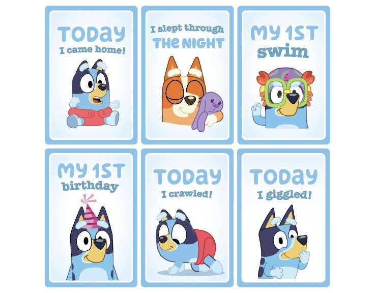 Bluey Baby Milestone Cards | Instant Download - Etsy