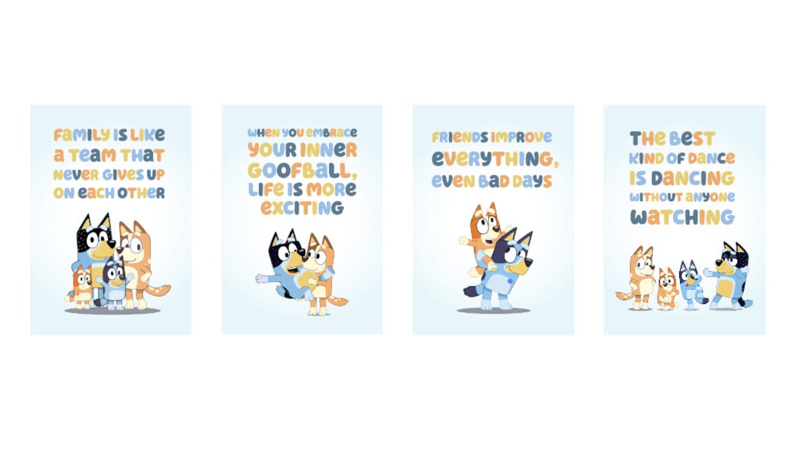 Bluey Quote Wall Art for Nursery/classroom| Set of 4 Instant Download ...