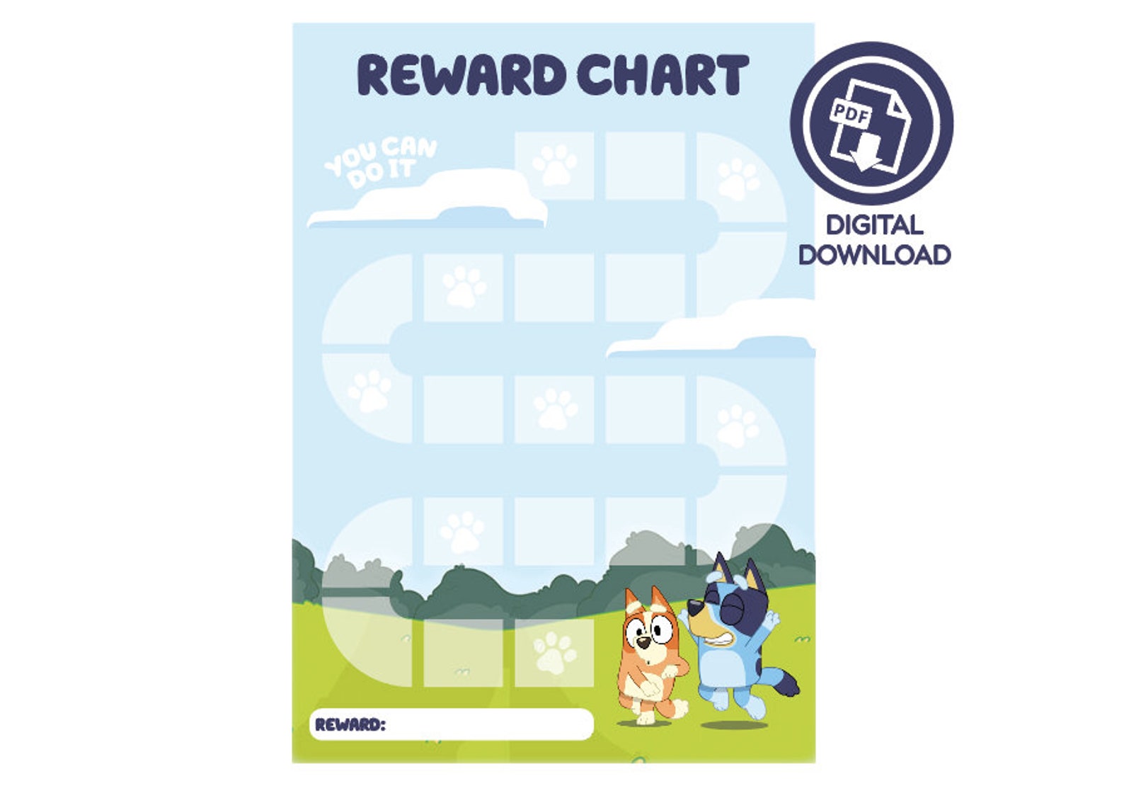 Bluey Kids Reward Chart Chore Tracker | Instant Download - Etsy