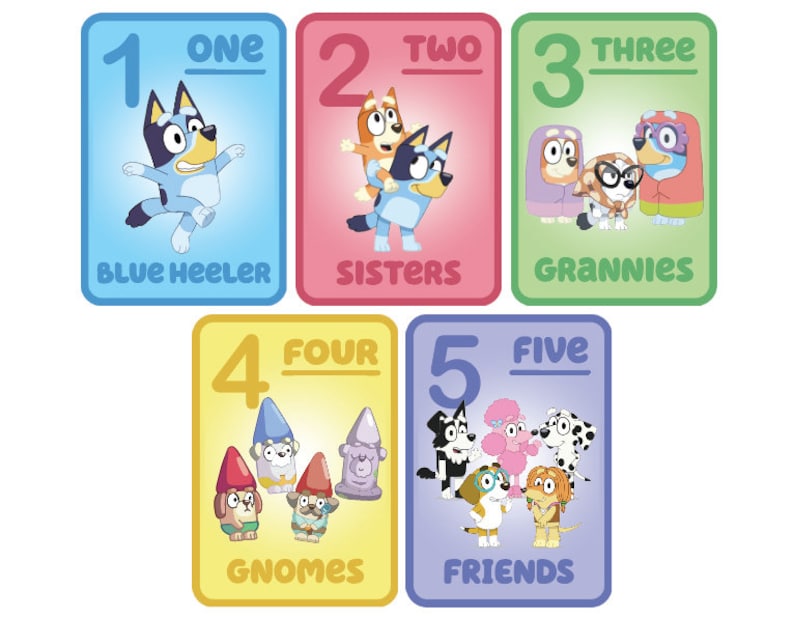 Bluey Number Flashcards Contando 1-20 / Descarga instantánea - Etsy México