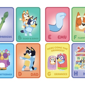 Bluey Educational Flashcards Bundle counting Numbers 1-10, Alphabet A-Z ...