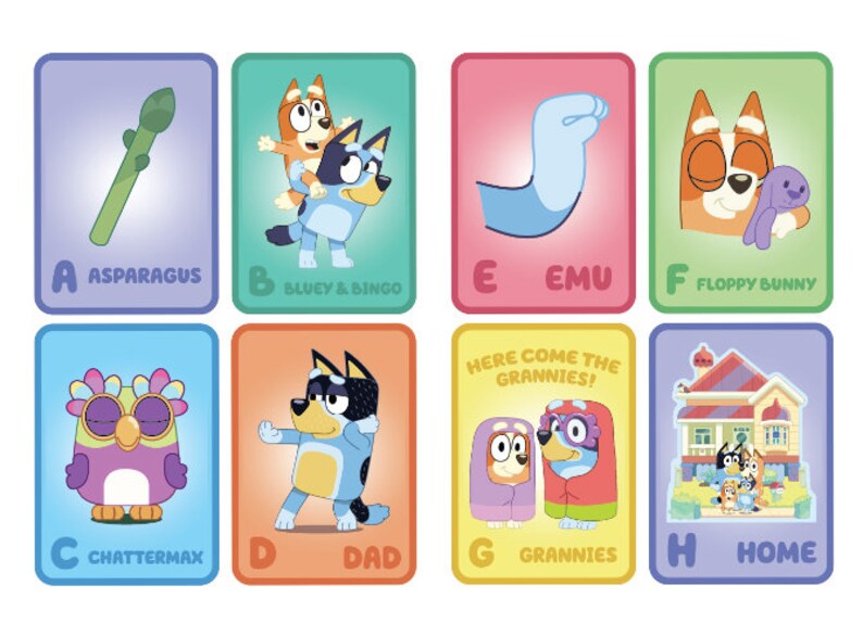 Bluey Alphabet Flashcards Instant Download - Etsy UK