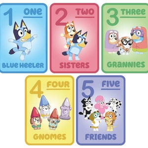 Bluey Educational Flashcards Bundle counting Numbers 1-10, Alphabet A-Z ...