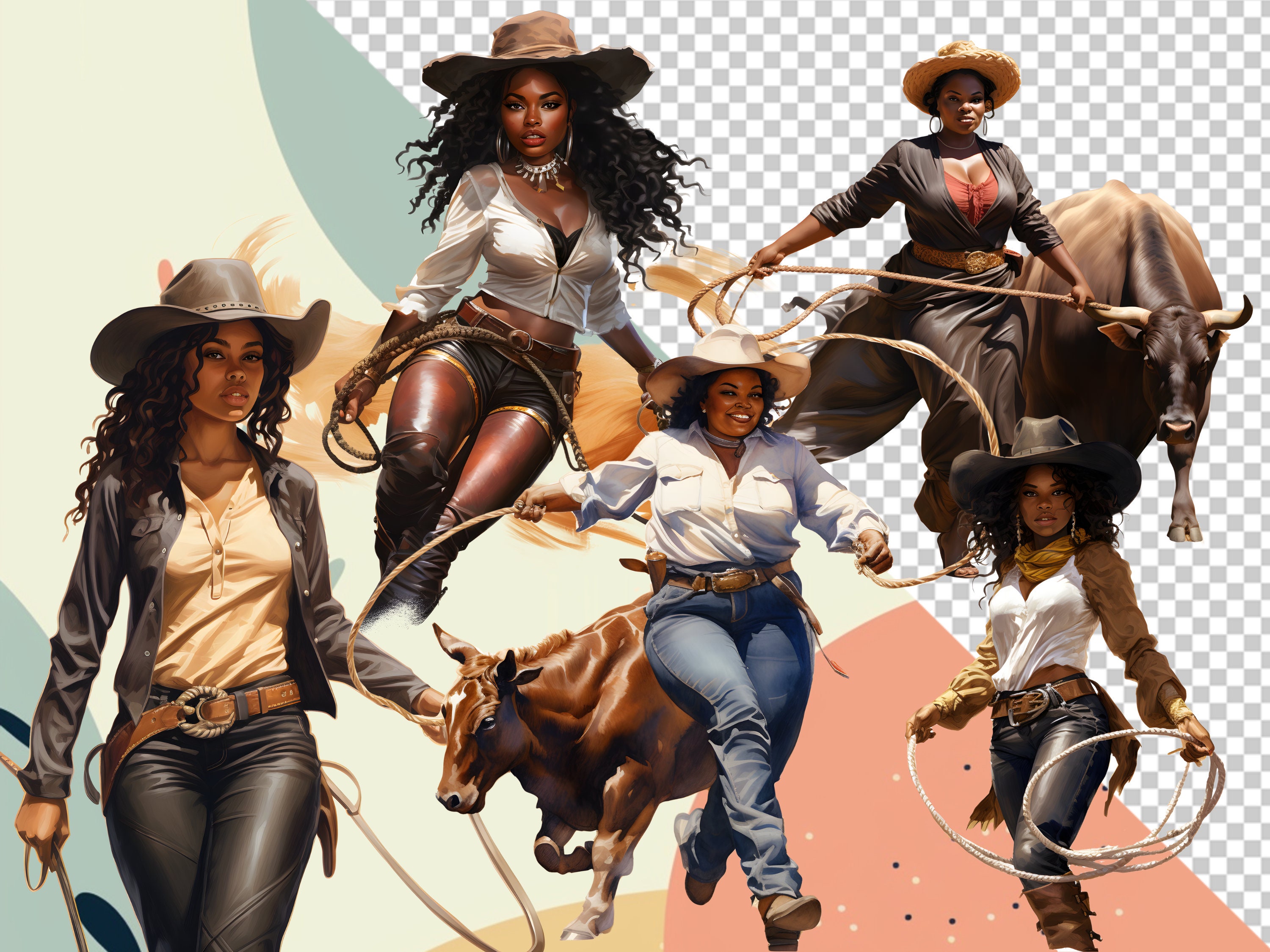 Afro Cowgirl Clipart Bundle Western , Black Cowgirl , Black Women ...