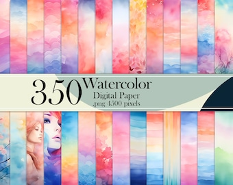 Ombre Watercolor Digital Paper Rainbow Colors Gradient Water Colour ...
