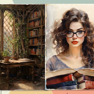 Librarian Library Themed Junk Journal Page, Book Lover Bundle, Literary ...