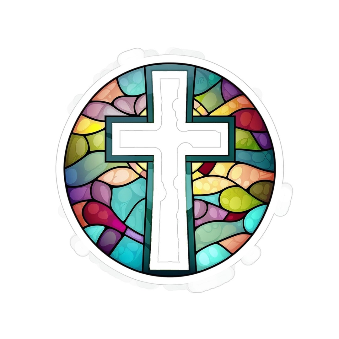 Cross Sticker, Cross Vehicle Sticker, Stained Glass Window Sticker ...
