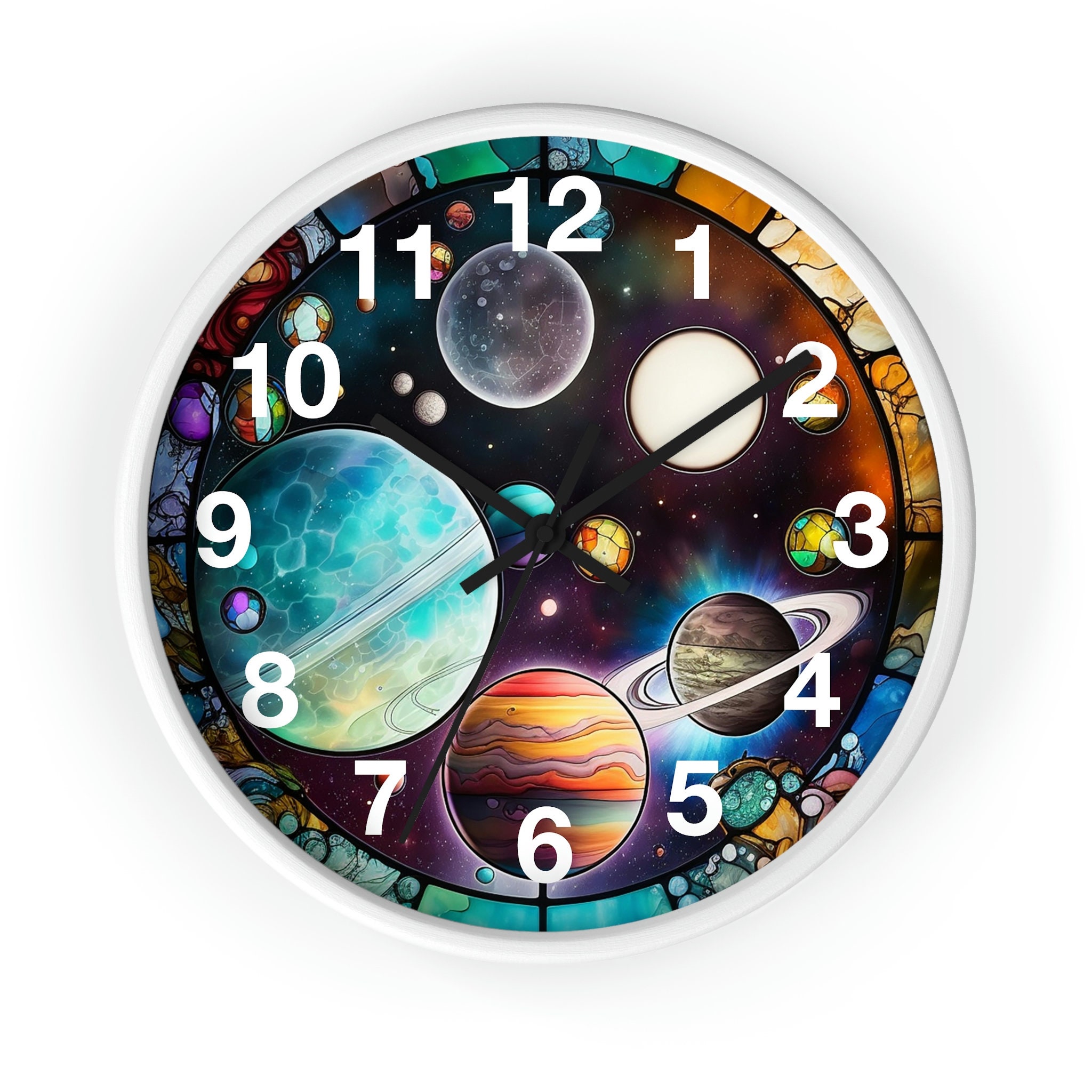 Planet Clock Solar System Clock Space Clock Stained Glass - Etsy