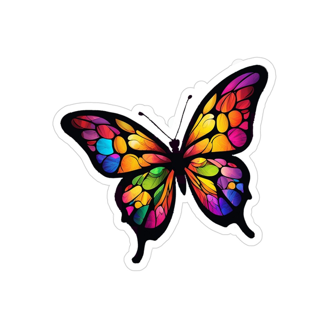 Beautiful Butterfly Vinyl Sticker, Butterfly Vehicle Sticker, Stained ...