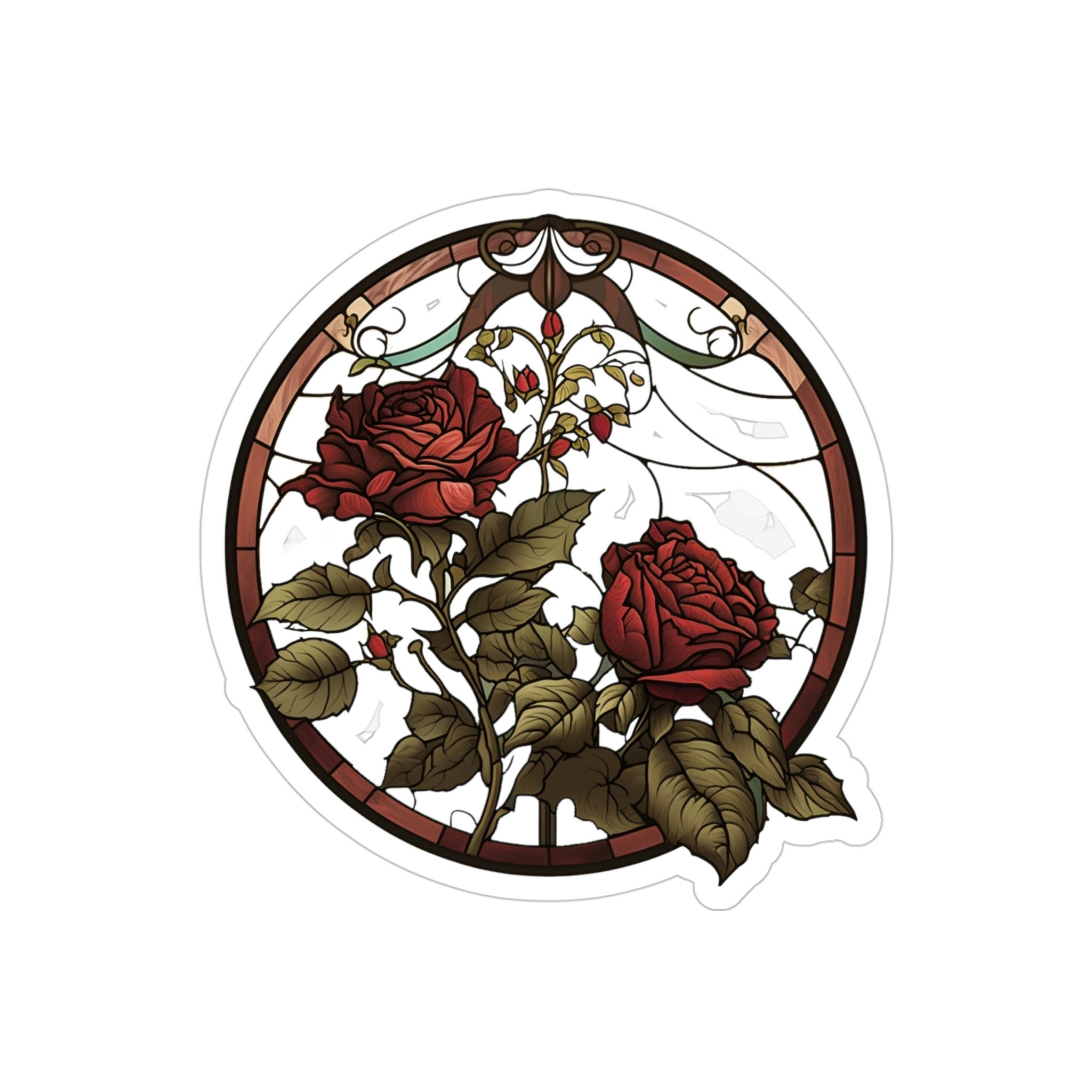 Rose Sticker Rose Stained Glass Window Sticker Flowers - Etsy