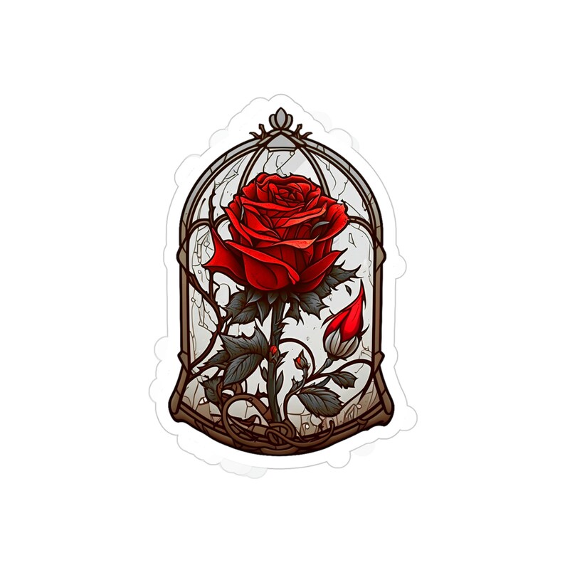 Rose Sticker Rose Stained Glass Window Sticker Flowers - Etsy