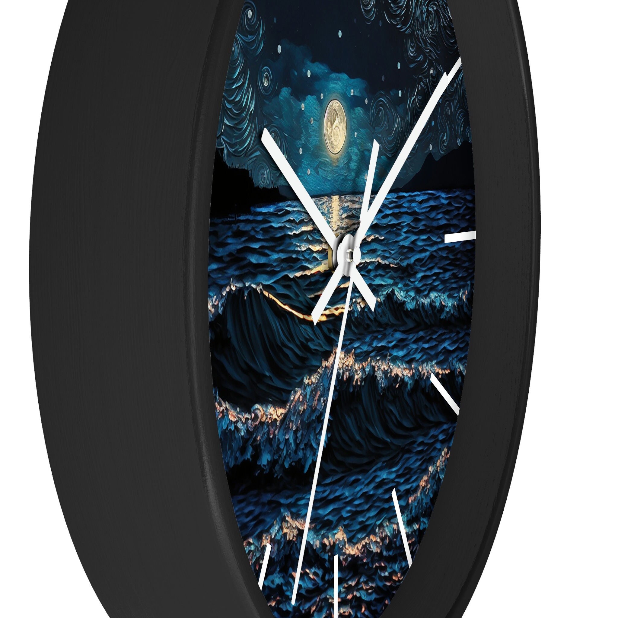 Moon Wall Clock, Ocean Clock, Silent Clock, Coastal Home Decor, Home ...