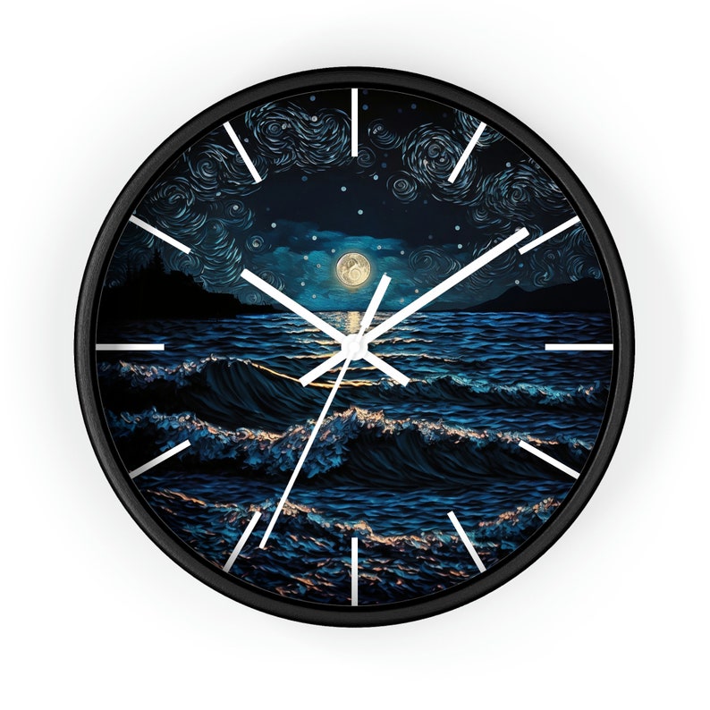 Moon Wall Clock, Ocean Clock, Silent Clock, Coastal Home Decor, Home ...