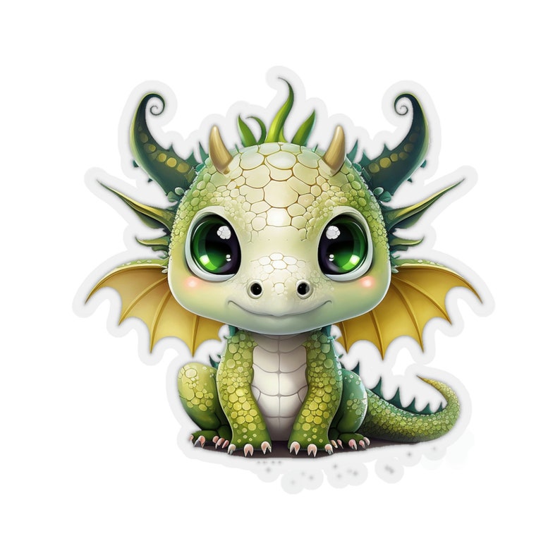 Kids Dragon Sticker, Cute Baby Dragon Kiss-cut Sticker, Fantasy Sticker ...