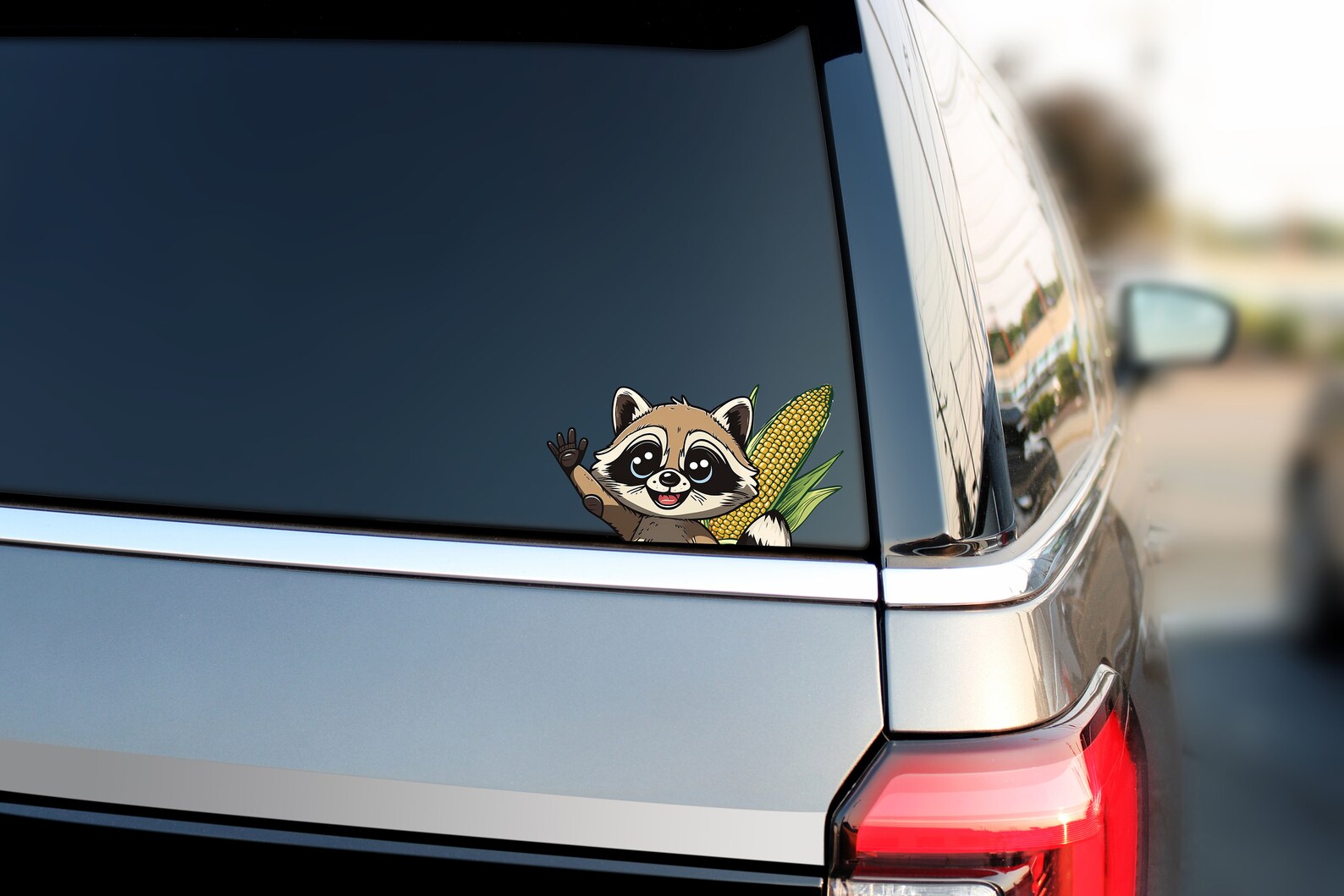 Raccoon Vinyl Sticker, Welcoming Raccoon Waving Hi Sticker, Friendly ...