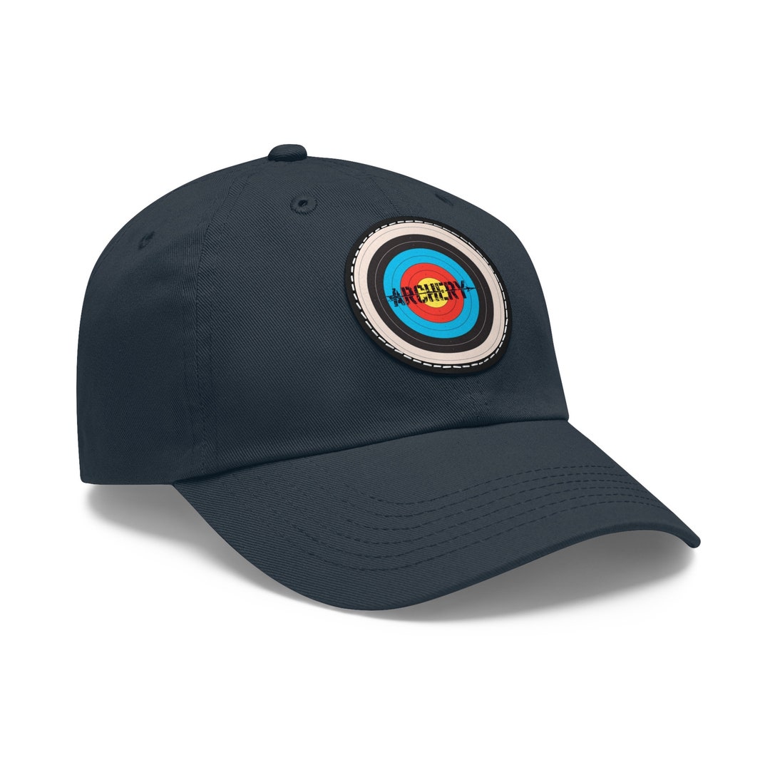 Archery Target Hat With Leather Patch, Archer Ballcap, Bullseye ...