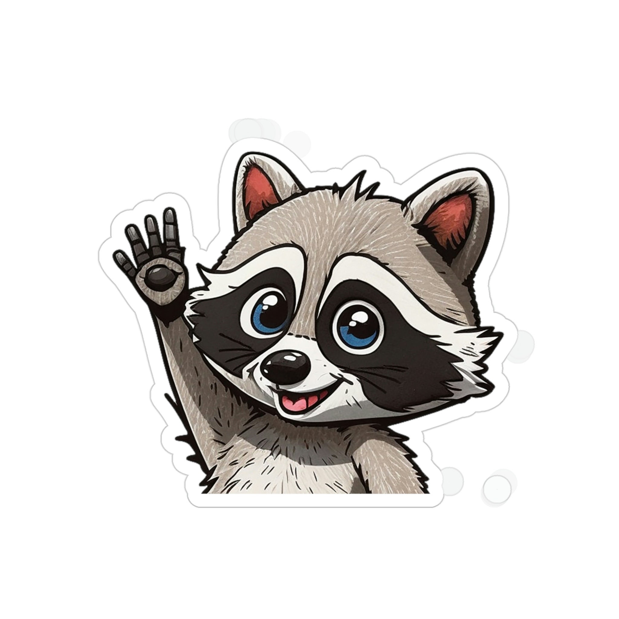 Raccoon Vinyl Sticker, Welcoming Raccoon Waving Hi Sticker, Friendly ...