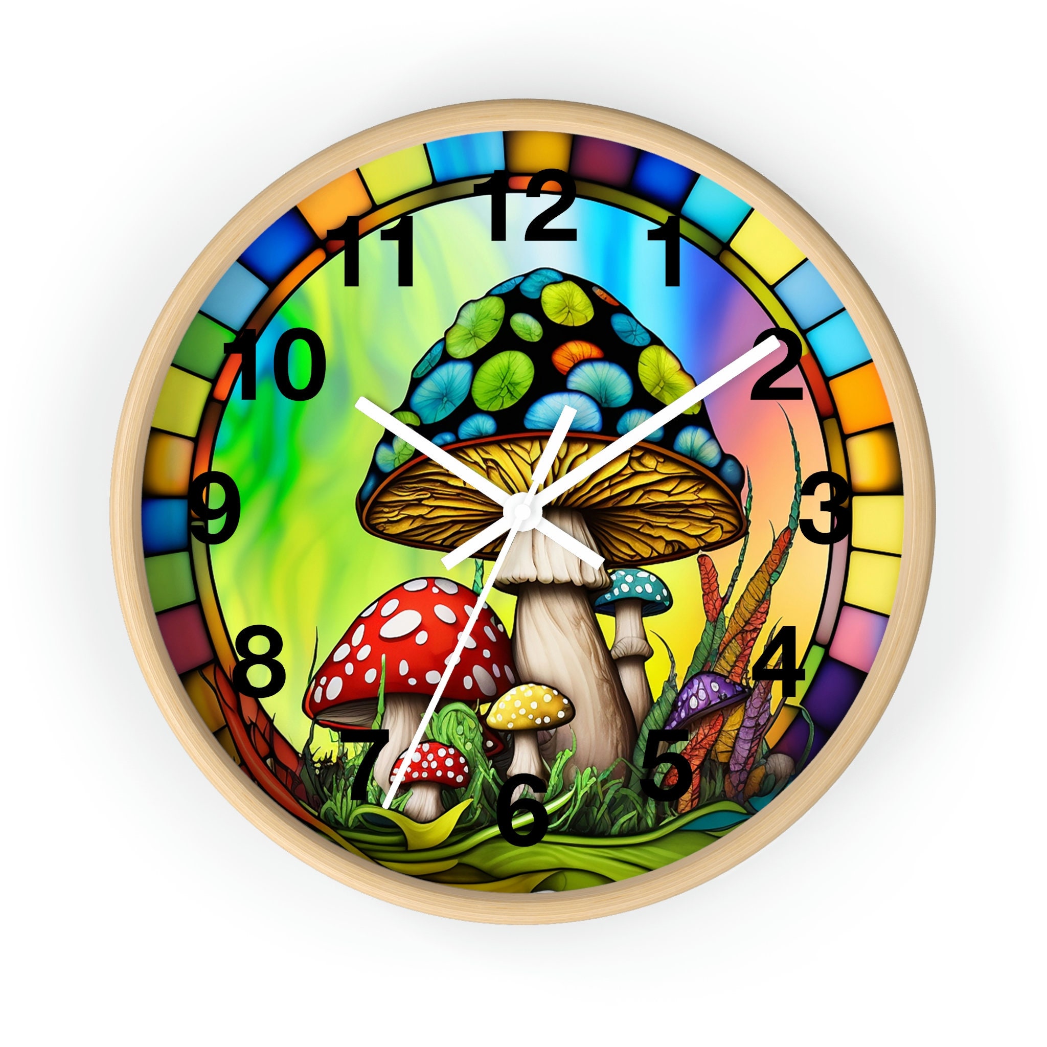 Mushroom Clock, Unique Clock Gift, Stained Glass Window Design, Home ...