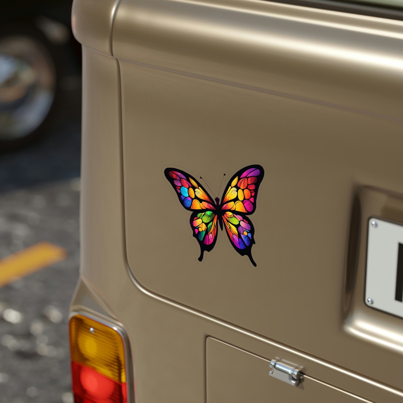 Beautiful Butterfly Vinyl Sticker, Butterfly Vehicle Sticker, Stained ...