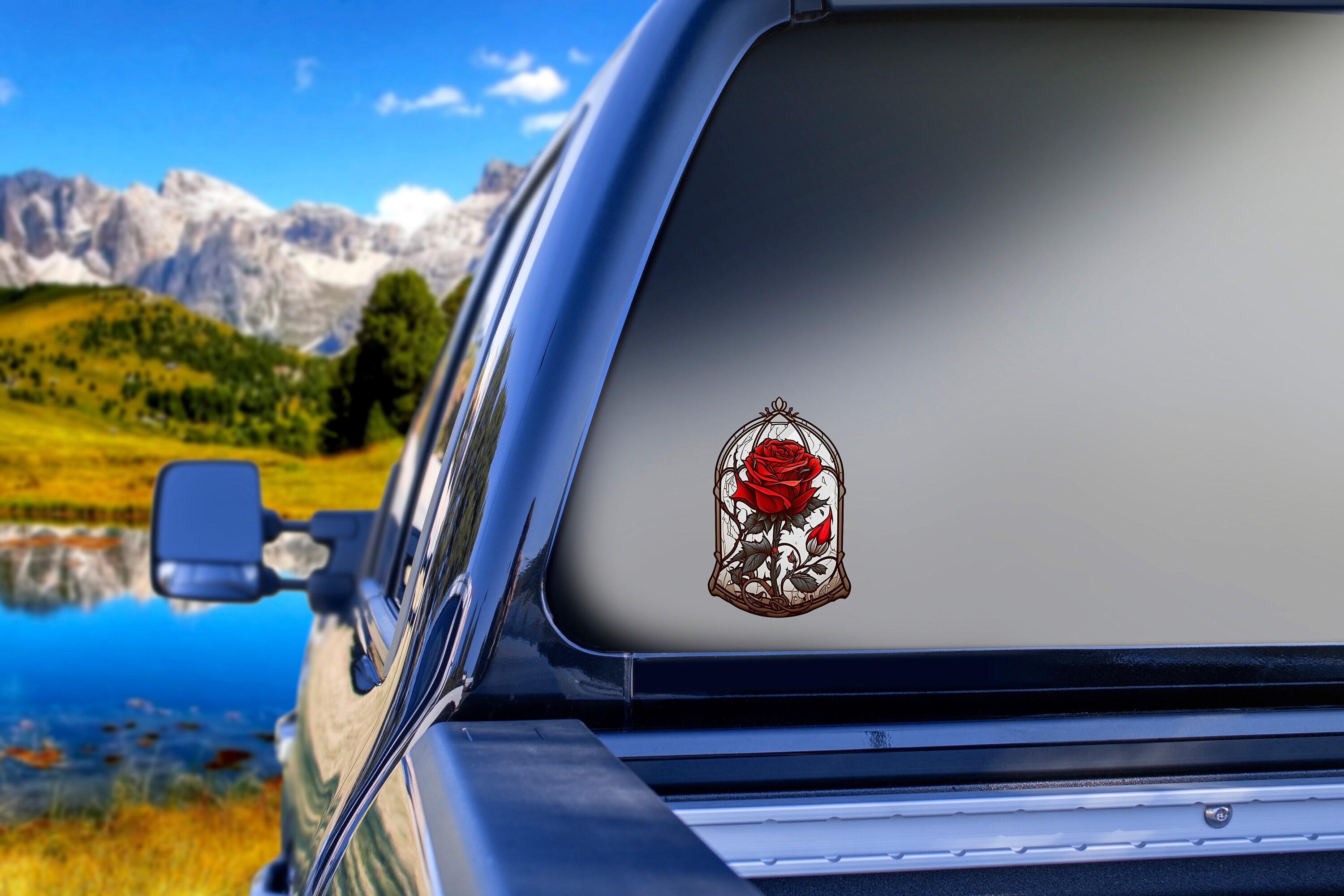 Rose Sticker, Rose Stained Glass Window Sticker, Flowers Sticker, Roses ...