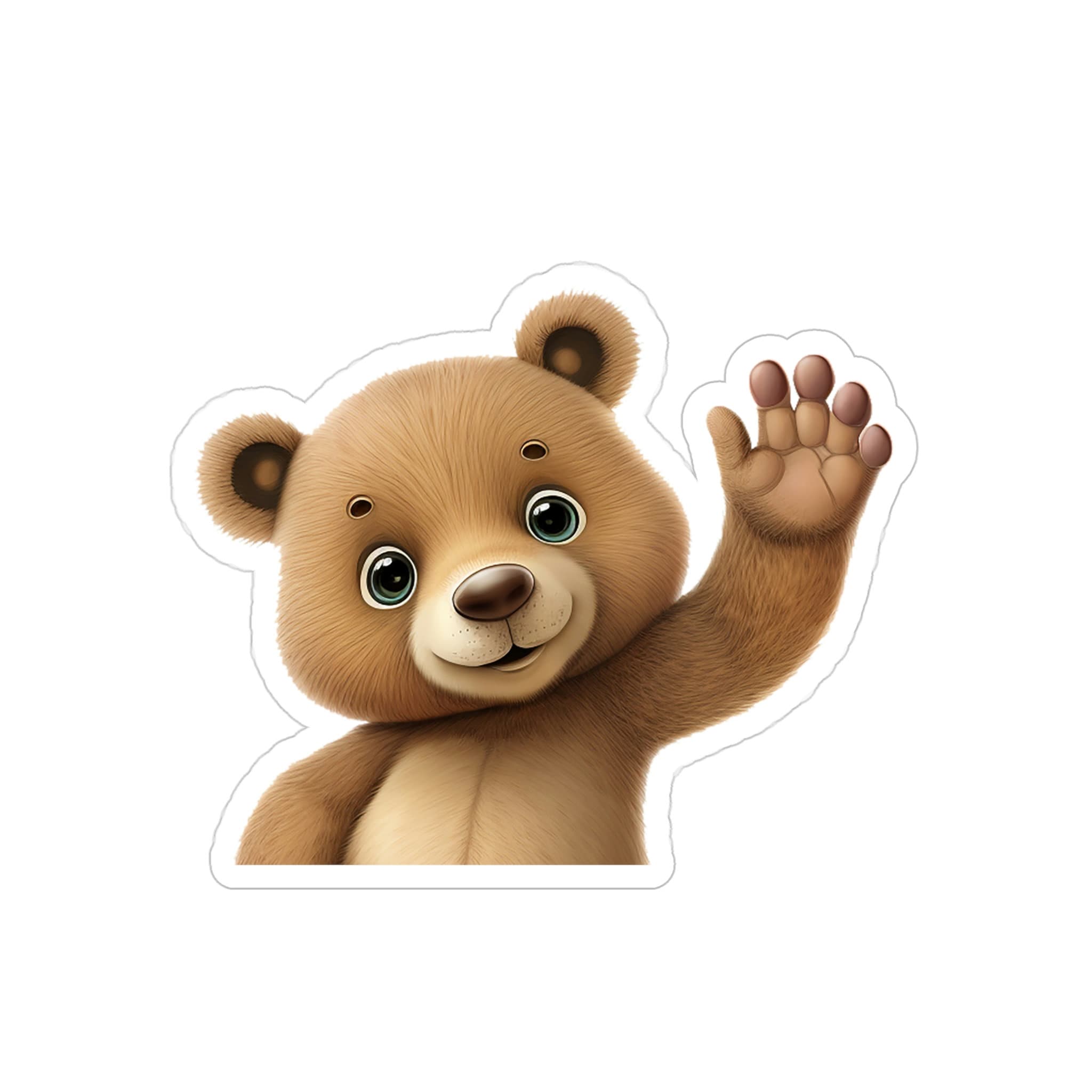 Teddy Bear Vinyl Sticker, Welcoming Bear Waving Hi Sticker, Friendly ...