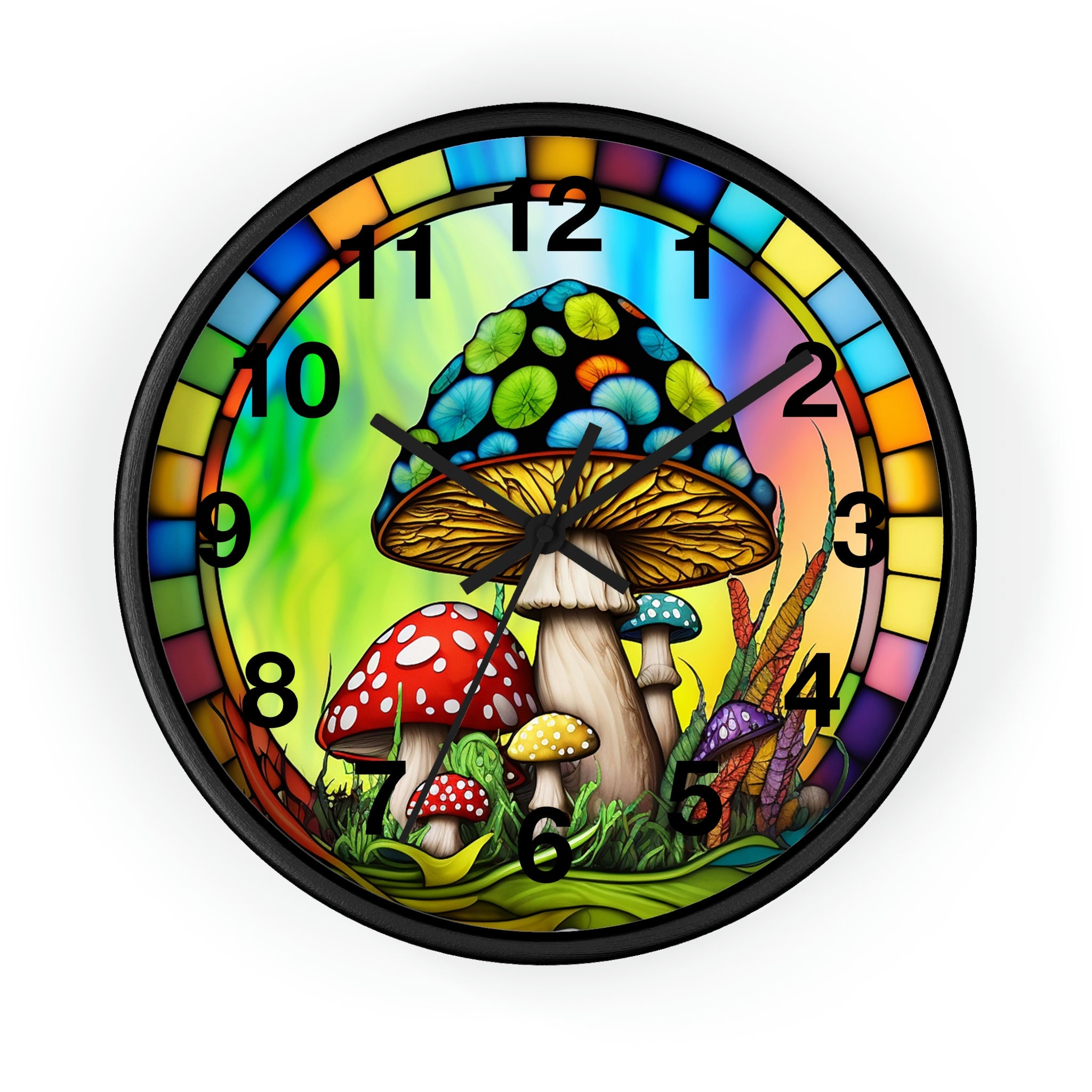Mushroom Clock, Unique Clock Gift, Stained Glass Window Design, Home ...