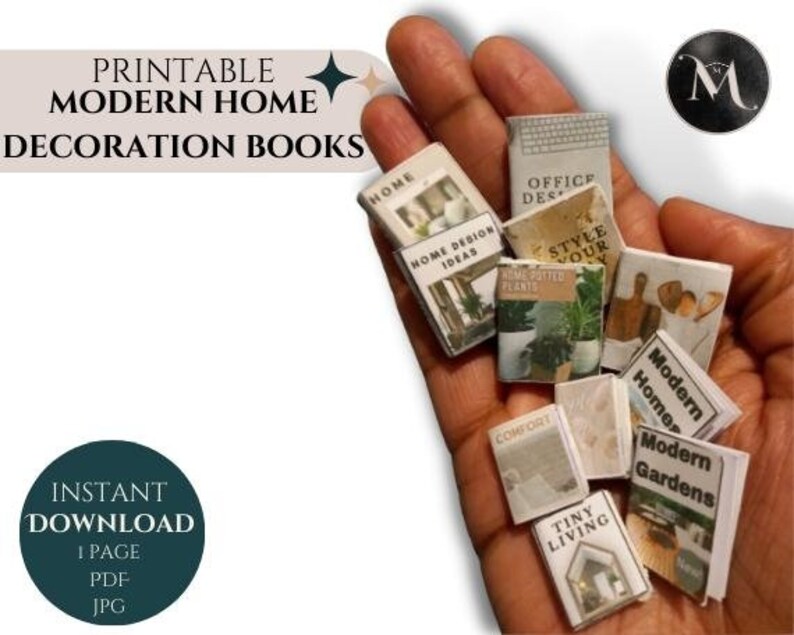 Printable Miniature Modern Home Decoration Book Covers for 1.12 Scale ...