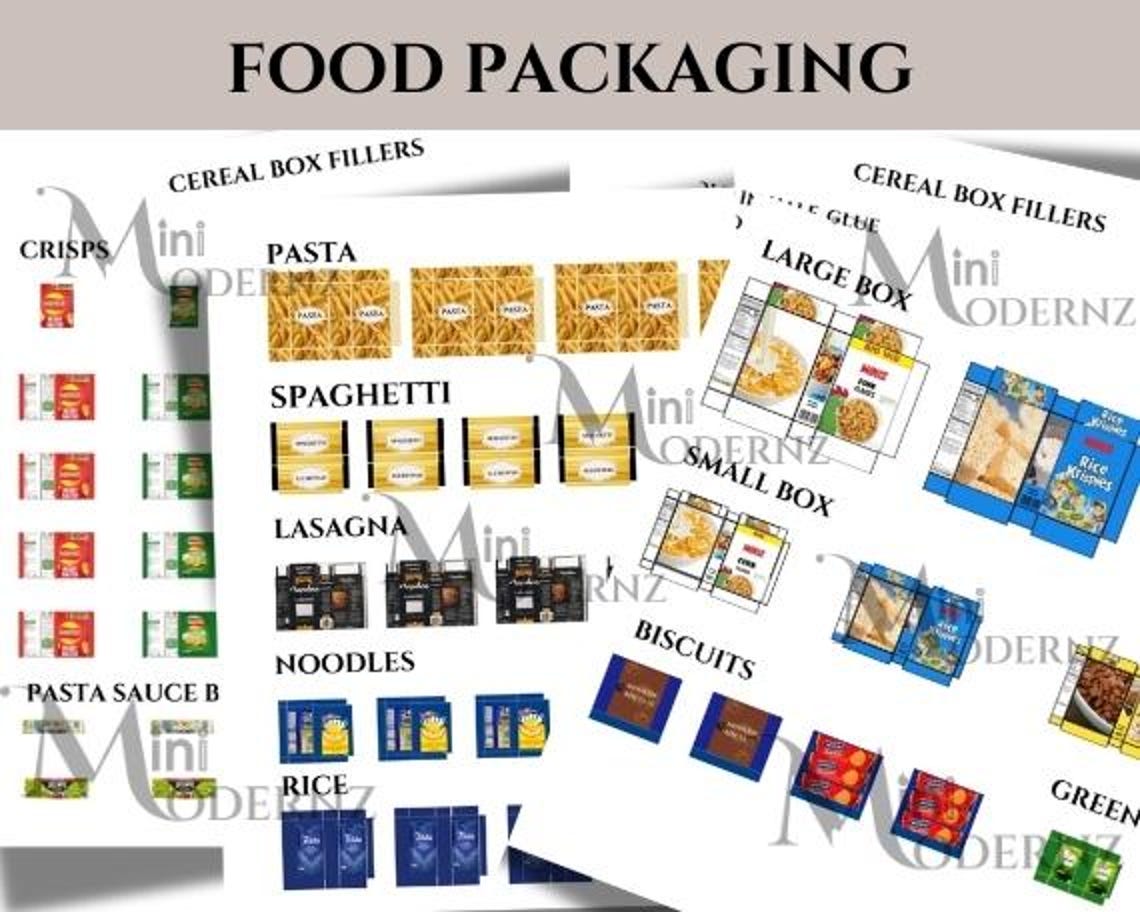 Miniature Printable Food Packaging Collection | Dollhouse Mini Shopping ...