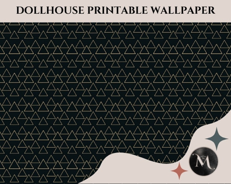 Printable Miniature Modern Triangle Wallpaper 112 Scale Dollhouse ...