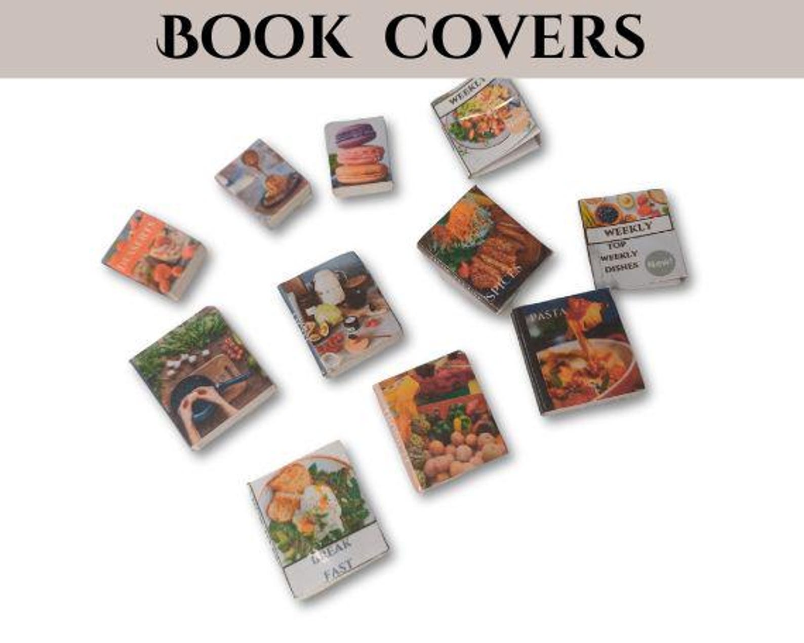 Printable Miniature Dollhouse Cooking Book Covers 1.12th Scale 11 Mixed ...
