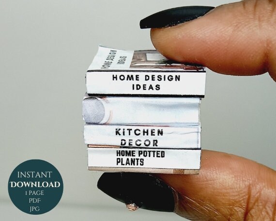 Printable Miniature Modern Home Decoration Book Covers for 1.12 Scale ...
