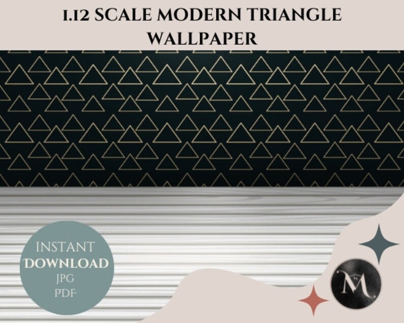 Printable Miniature Modern Triangle Wallpaper 112 Scale Dollhouse ...