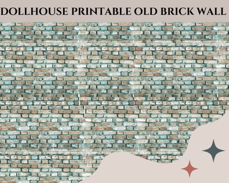 Printable Miniature Dollhouse Old Bricks Wallpaper in 4 Shades for 1.12 ...
