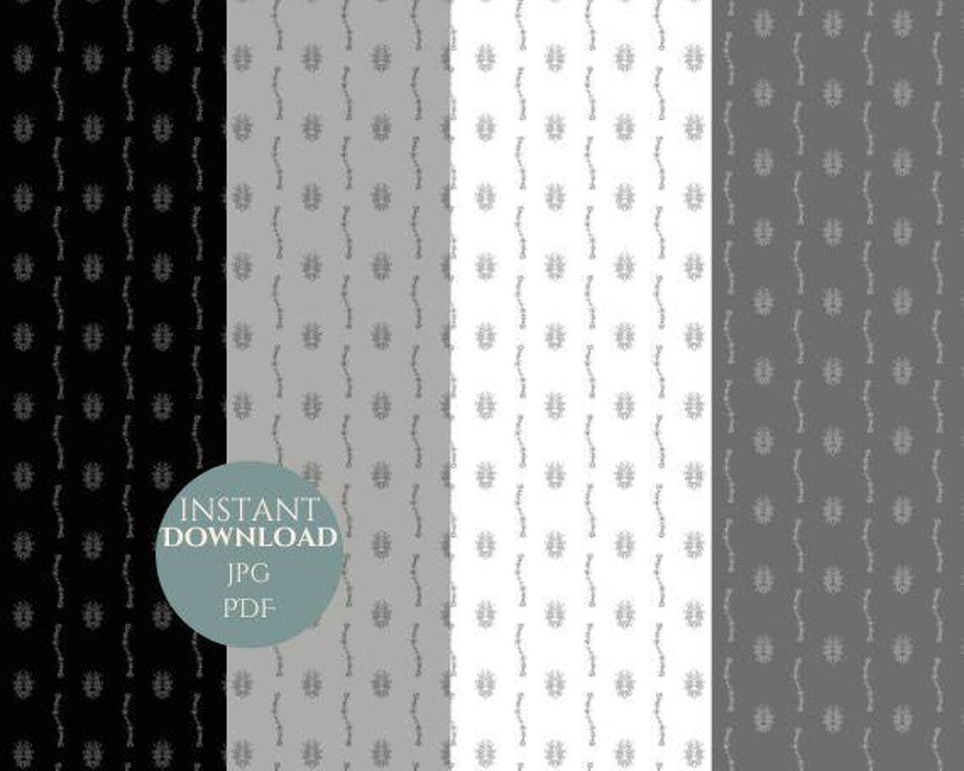 Printable Dollhouse Modern Miniature Floral Wallpaper Pattern 4 Shades ...