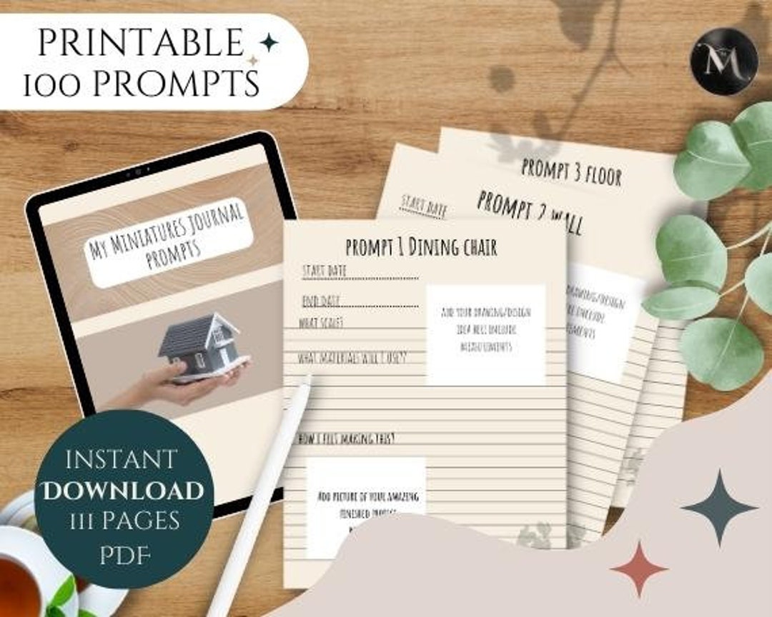 100 Journal Prompts for Beginner Miniaturists Printable Pages Digital ...